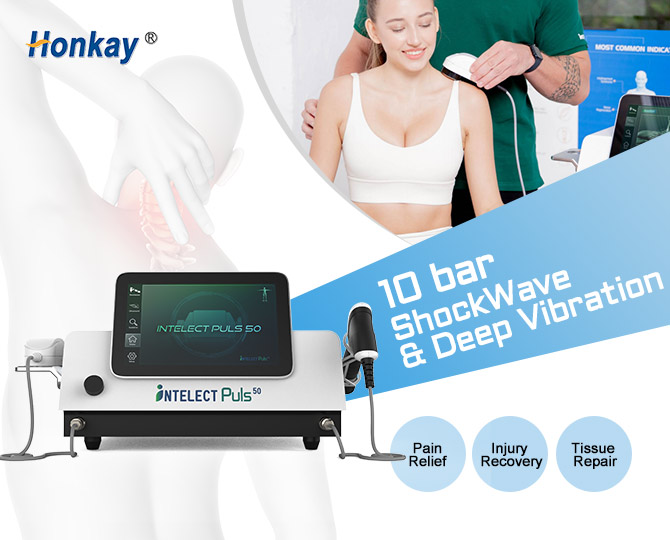 2 handles shockwave and ultrasound for Rehabilitation, Pain Relief